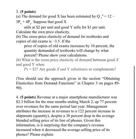 solved 3 5 points a the demand for good x has been