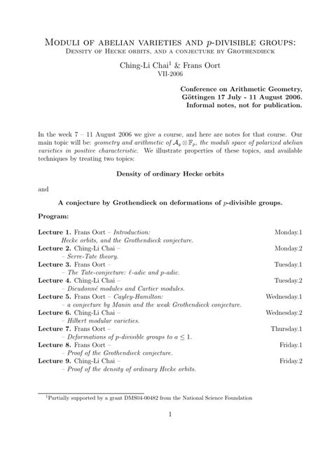 Pdf Moduli Of Abelian Varieties And P Divisible Groups Density Of