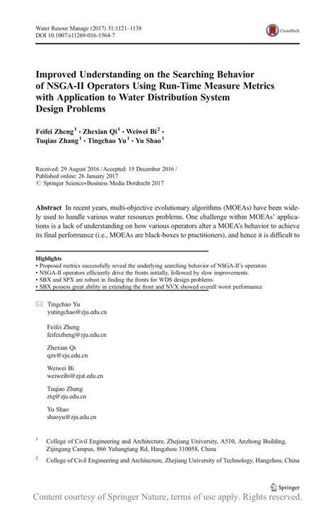 Improved Understanding On The Searching Behavior Of Nsga Ii Operators Using Run Time Measure