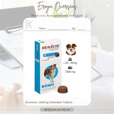 Bravecto Chewable Tablet 1000mg Composition Fluralaner 1000 Mg At ₹ 3872 Box In Nagpur
