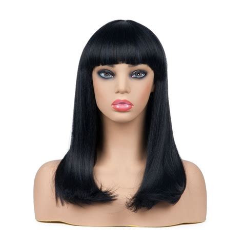 Short Bob Synthetic Wigs With Bangs For Black Afri Vicedeal