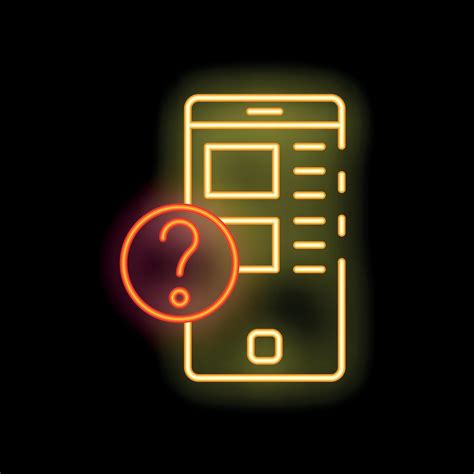 neon sign showing question mark appearing from smartphone screen