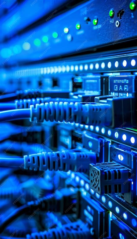 network panel and switch setup with cables in data center room for