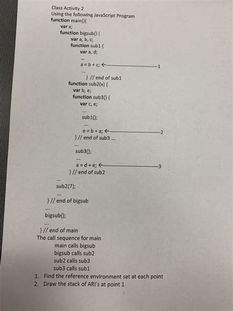 Solved Class Activity 2 Using The Following Javascript