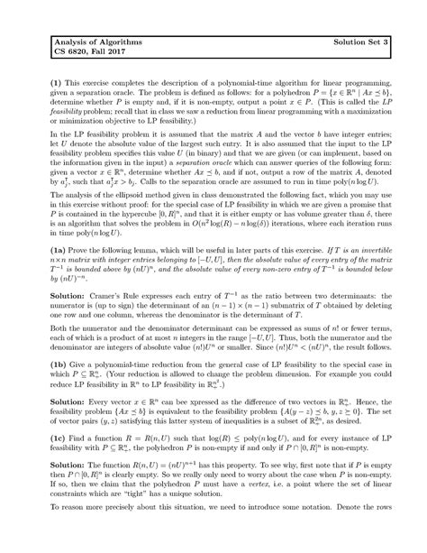 Sol Analysis Of Algorithms Solution Set CS Fall This