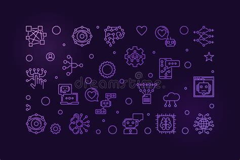 Solution Concept Outline Vector Purple Banner Artificial Intelligence