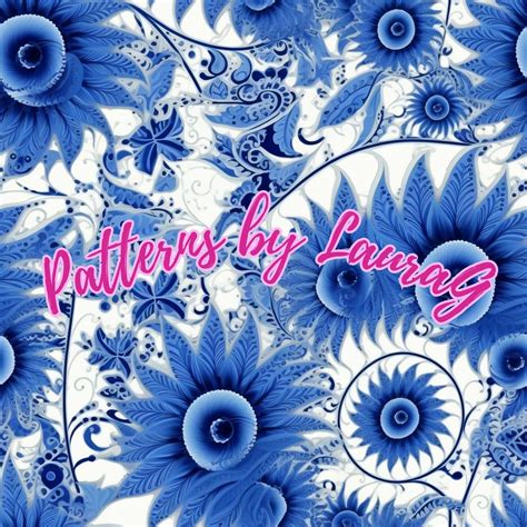 Delft Blue Fibonacci Digital Paper Seamless Pattern Dutch White Print