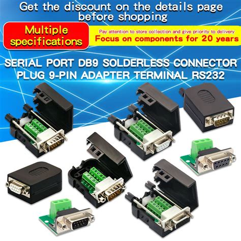 Serial Head Db9 Solder Free Head Transfer Free Plug 9 Pin Adapter Terminal Rs232 Com Port Female
