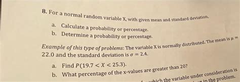Solved For A Normal Random Variable X With Given Mean And