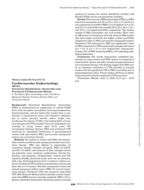 Pdf Or19 6 Functional Hypothalamic Amenorrhea And Preclinical