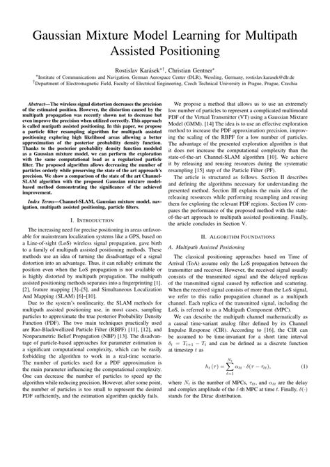 Pdf Gaussian Mixture Model Learning For Multipath Assisted Positioning