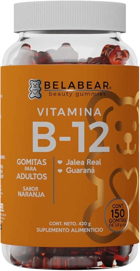 Belabear Gomitas Vitamina B 12 Con Jalea Real Y Guaraná Sabor Naranja