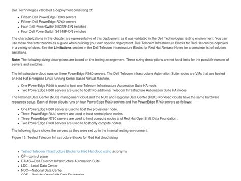 Resource Sizing Dell Telecom Infrastructure Blocks For Red Hat 3 5 Architecture Guide Dell