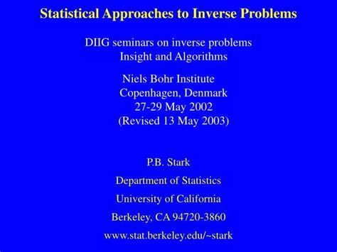 PPT Statistical Approaches To Inverse Problems PowerPoint Presentation ID
