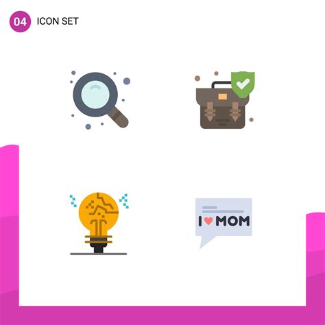 Flat Icon Pack Of 4 Universal Symbols Of Search Fail Handbag Shield Idea Editable Vector Design