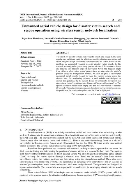 Pdf Unmanned Aerial Vehicle Design For Disaster Victim Search And