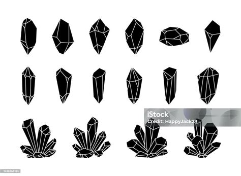 크리스탈 또는 보석 실루엣 컬렉션 보석 세트 보석 돌 또는 다이아몬드 보석 자연 현상에 대한 스톡 벡터 아트 및 기타 이미지 보석 자연 현상 결정체 돌 건축자재