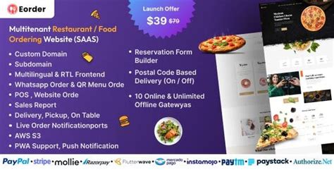 Eorder V2 0 Multitenant Restaurant Food Ordering Website SAAS PHP Script