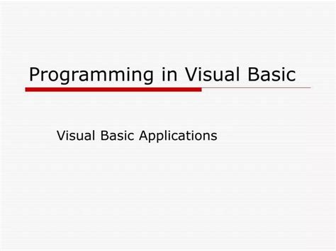 PPT Programming In Visual Basic PowerPoint Presentation Free Download ID 3963012