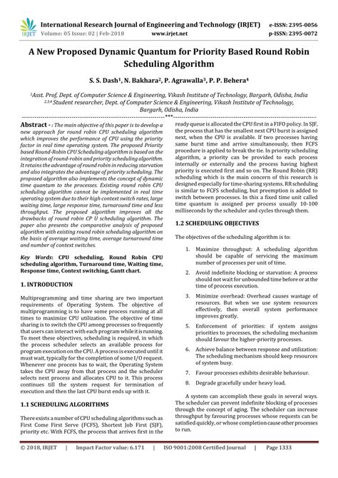 pdf a new proposed dynamic quantum for priority based round robin