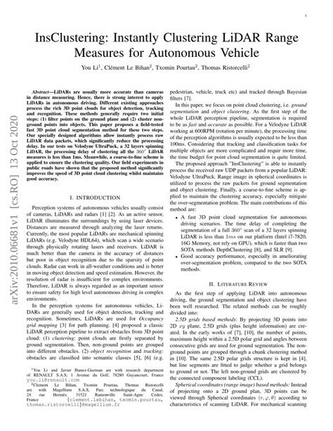 Pdf Insclustering Instantly Clustering Lidar Range Measures