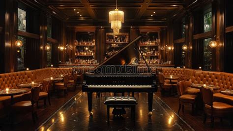 Elegant Dining With Grand Piano In A Luxurious Restaurant Setting