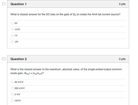 Solved Quiz Instructions For The Differential Amplifier Chegg