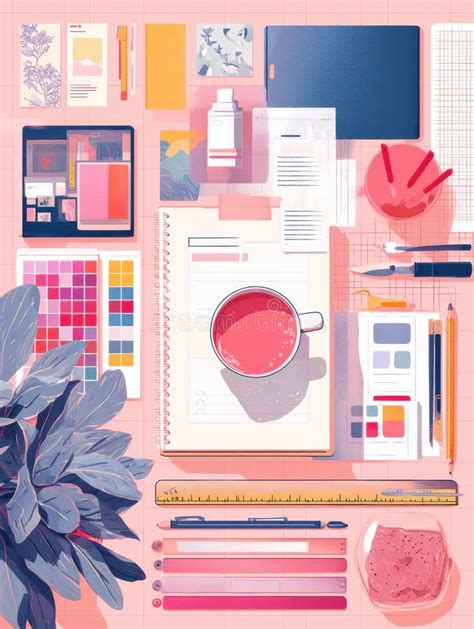 Creative Workspace Showcasing Design Tools Moodboard And Vibrant Layout For Artistic