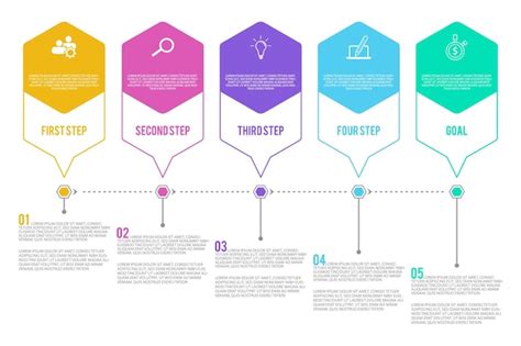 흰색 배경에 플랫 스타일의 5가지 옵션 또는 단계 인포그래픽 프리미엄 벡터