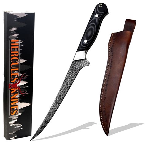 Hercules Knives Custom Hand Forged Damascus Steel Fillet Knife