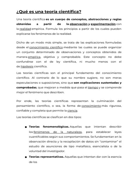 Qué Es Una Teoría Científica Pdf Teoría Razonamiento Deductivo