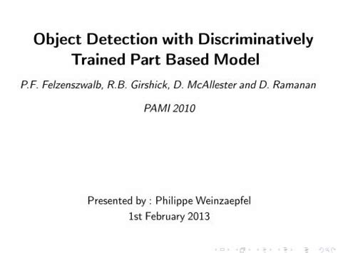 Pdf Object Detection With Discriminatively Trained Part Based Lear Inrialpes Fr Oneata