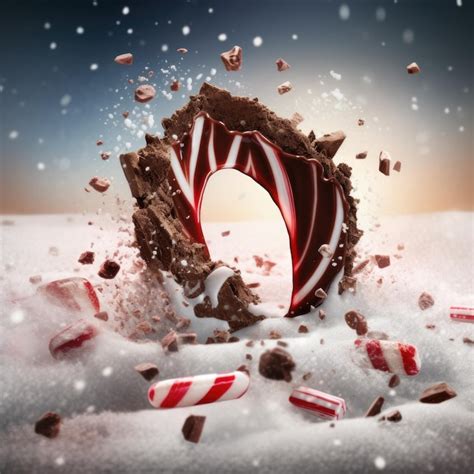 Premium Ai Image Candy Cane Dipped In Hot Chocolate With Splashes And