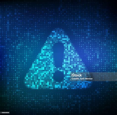 바이러스 경고 이진 코드로 만든 주의 기호입니다 위험 징후 디지털 바이너리 데이터 및 스트리밍 디지털 코드 배경 컴퓨터 해킹 오류 개념 해킹 불법 복제 위험 벡터