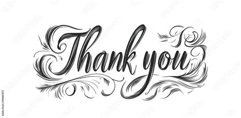 Cute Handwritten Thank You In Cursive Vector Art Simple Design On