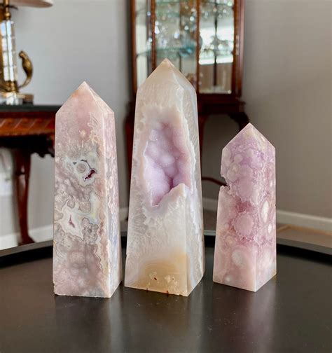 Pastel Purple Druzy And Pink Amethyst Flower Agate Towers Etsy