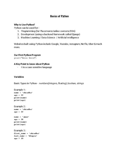 Basics Of Python Basics Of Python Why To Use Python Python Can Be Used For 1 Programming