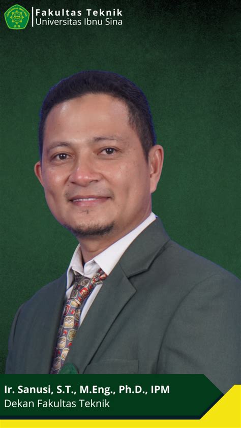 Profil Dekan Ft Uis Fakultas Sains And Teknologi Uis