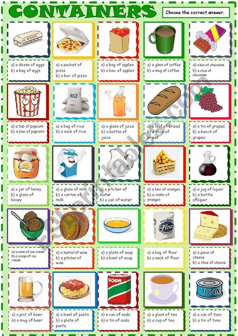 Containers Esl Worksheet By Krümel