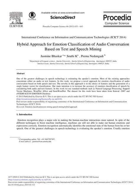 Hybrid Approach For Emotion Classification Of Audio Conversation Based