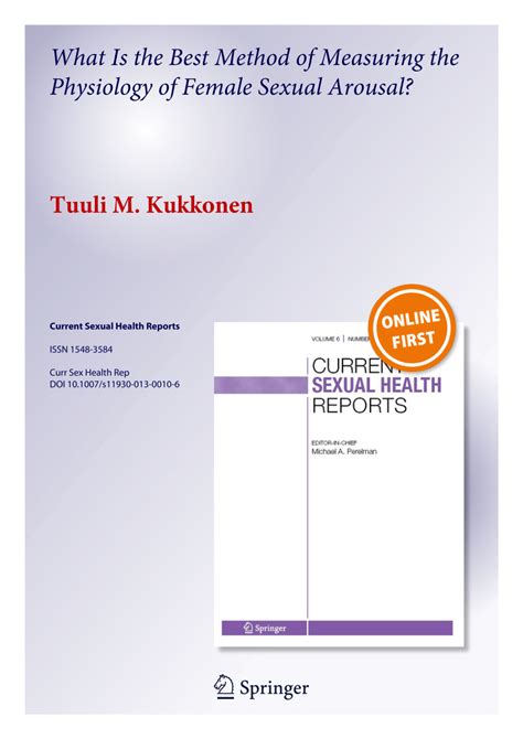 PDF What Is The Best Method Of Measuring The Physiology Of Female Sexual Arousal