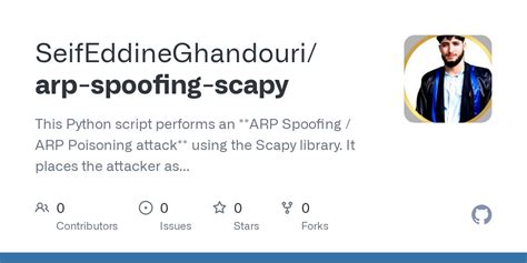 Github Seifeddineghandouriarp Spoofing Scapy This Python Script
