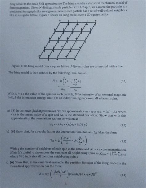 Solved Ising Model In The Mean Field Approximation The Ising