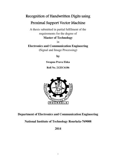recognition of handwritten digits using proximal support vector machine