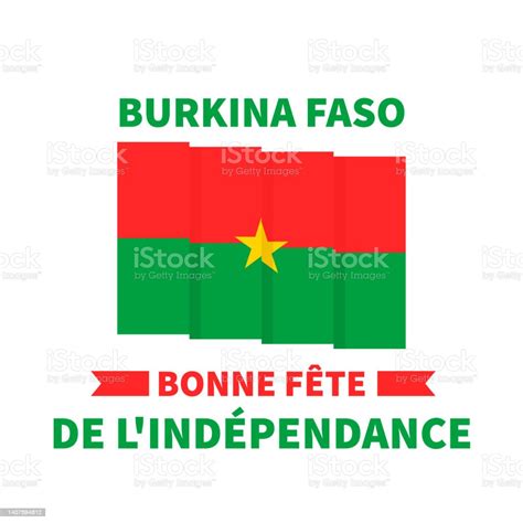 부르키나파소 독립기념일 타이포그래피 포스터 프랑스어 국경일은 8 월 5 일에 축하합니다 배너 전단지 스티커 인사말 카드 엽서 등을위한 벡터 템플릿 5에 대한 스톡 벡터 아트