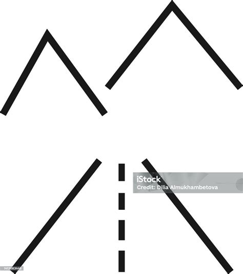 윤곽선 단색 기호는 얇은 선으로 평면 스타일로 그려집니다 편집 가능한 스트로크 자동차 도로 끝에있는 산의 선 아이콘 골짜기에 대한 스톡 벡터 아트 및 기타 이미지 Istock