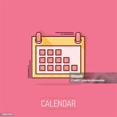 만화 스타일의 벡터 만화 달력 아이콘 캘린더 사인 일러스트 픽토그램 월 비즈니스 스플래시 효과 개념 개념에 대한 스톡 벡터 아트 및 기타 이미지 Istock