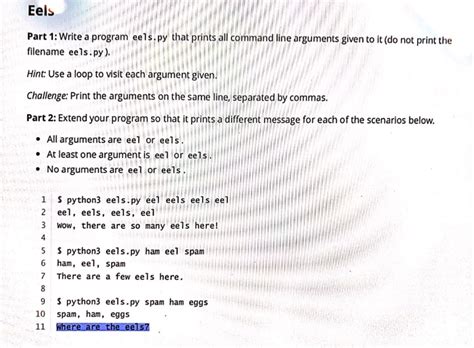 Solved Eels Part 1 Write A Program Ee1spy That Prints All