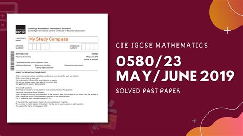 0580 23 M J 19 Easy Step By Step Solutions Cie Igcse Maths Paper 2 Extended May June