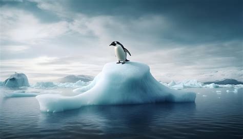 Premium Photo A Penguin On An Iceberg
